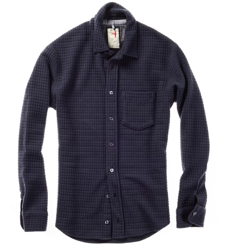 NWT Relwen Bubble Grid Button Down Shirt Navy Blue Medium Huckberry ...