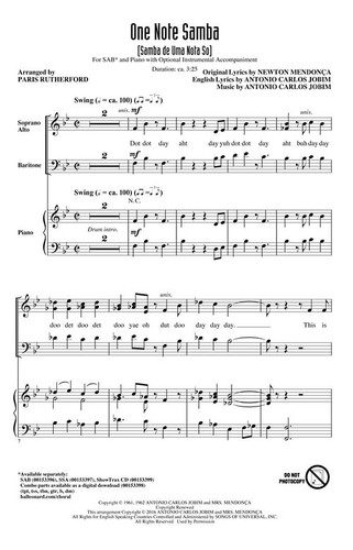 One Note Samba (Samba de uma nota só) Jazz Chorals SAB | eBay