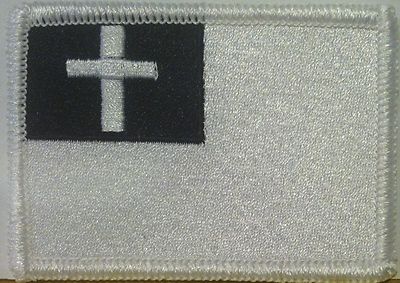 CHRISTIAN Flag Patch W/ VELCRO® Brand fastener Black & White White ...