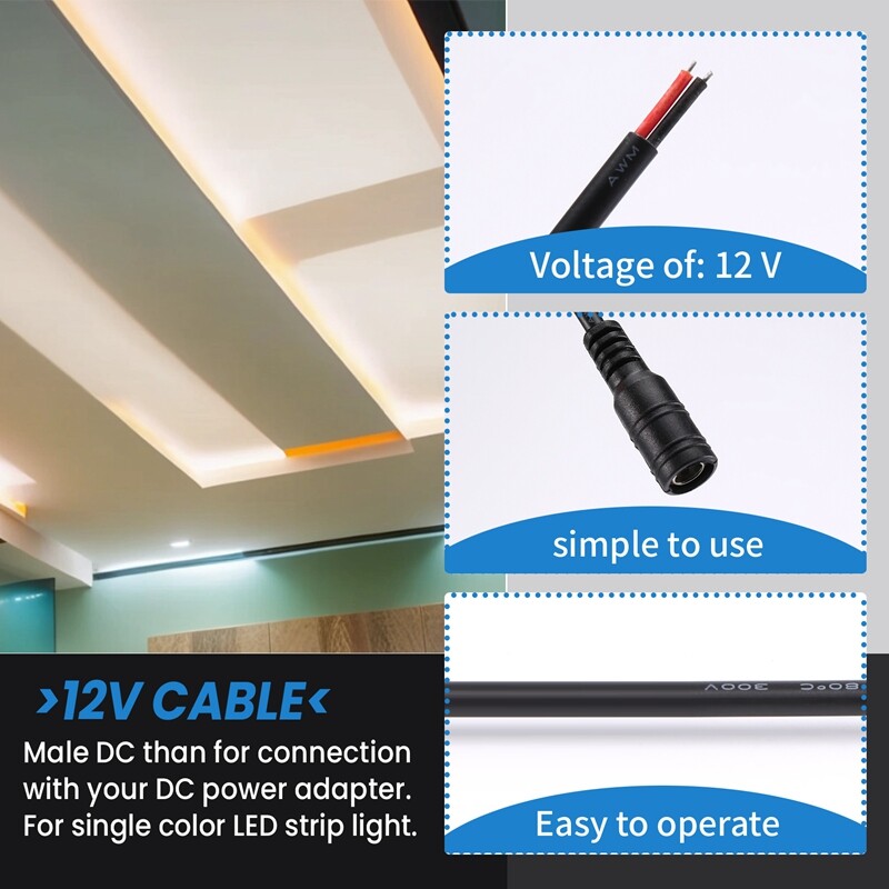 2X(10pcs 12V DC Plug Female Jack Plug Connector Cable 5.5X2.1mm With ...