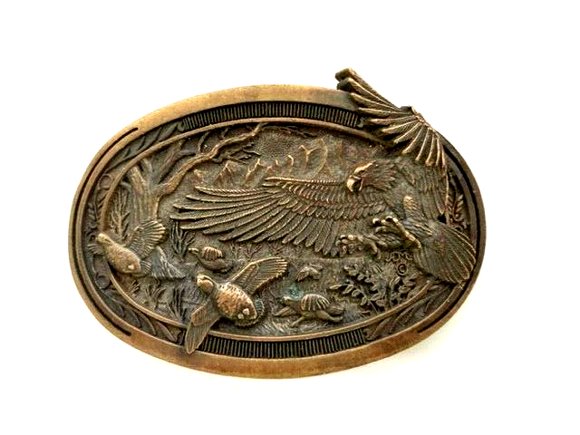 Vintage Bald Eagle Chasing Birds Hunting Brass Buckle Limited Edition ...