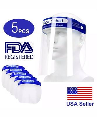 5 Safety Full Face Shield Reusable Protection Cover Mask Face Eye ...