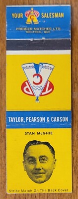 Matchcover Taylor Pearson Carson Automotive Stan McGhie Alberta British ...