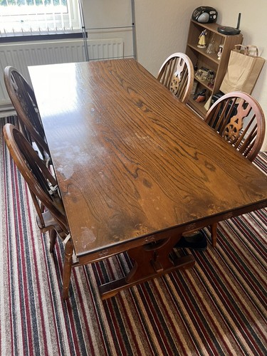 Old Charm Style Table And 4 Wheelback Chairs | eBay UK