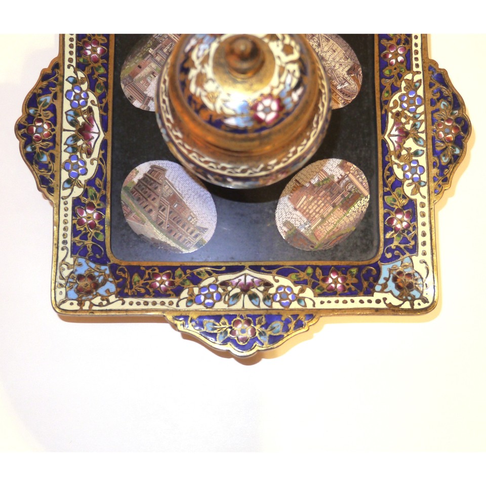 (0529) French Inkpot, 2nd half of 19th c., with Roman Micro Mosaics. | eBay