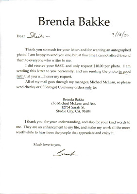 BRENDA BAKKE - Actress - American Gothic / Star Trek: TNG - Autograph ...