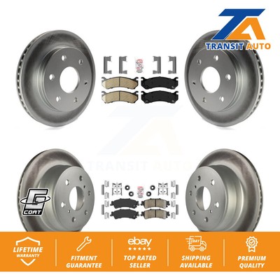 Front Rear Ceramic Pad & Coated Disc Brake Rotor Kit For GMC Sierra ...