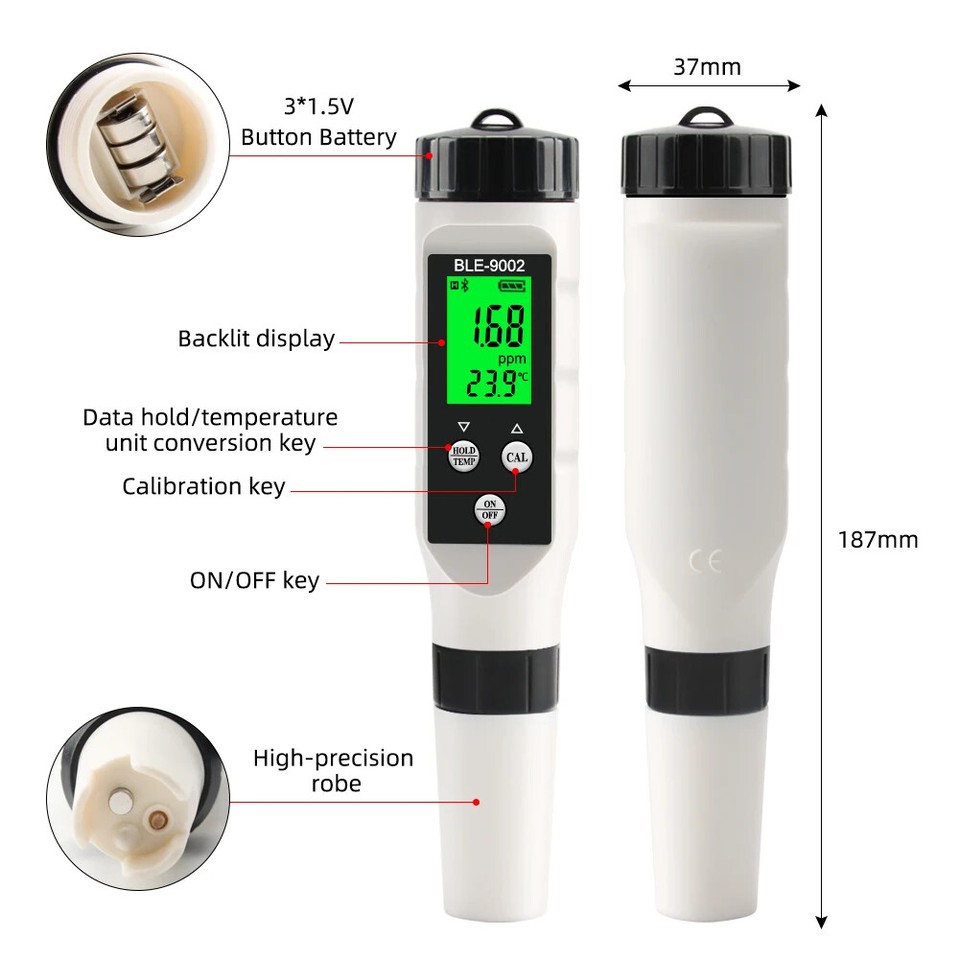 H2 Temp Meter Hydrogen Rich Water Hydrogen Ion Concentration Monitor ...