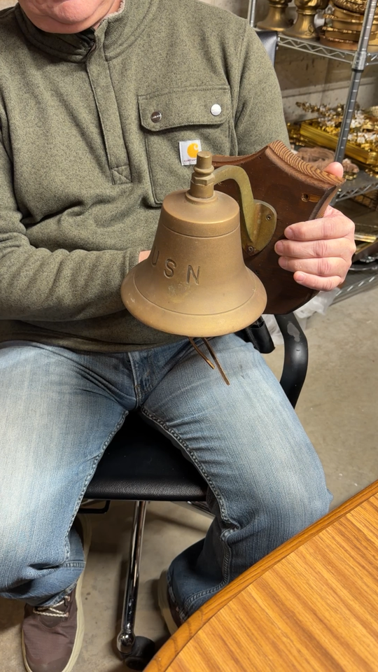 Vintage USN Ship Bell United States Navy Solid Brass Incl Mount ...