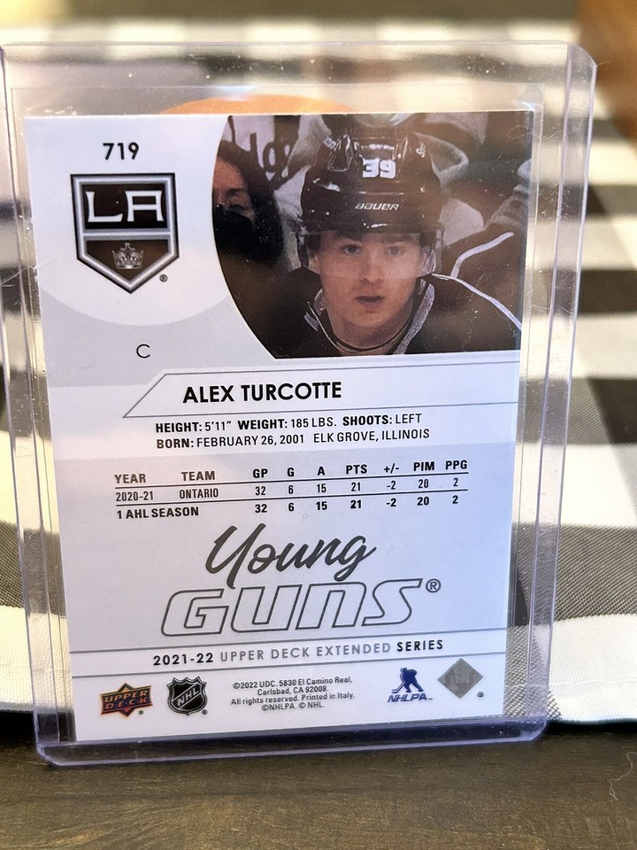 2021-22 Upper Deck Extended Series - Young Guns #719 Alex Turcotte (RC ...