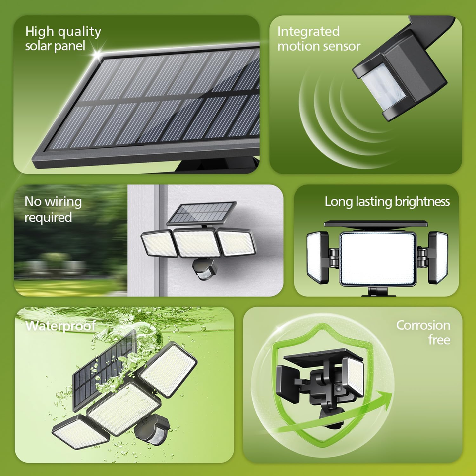 Philips Solar Security Light Outdoor 302 LED 1200Lm，Solar-Powered ...