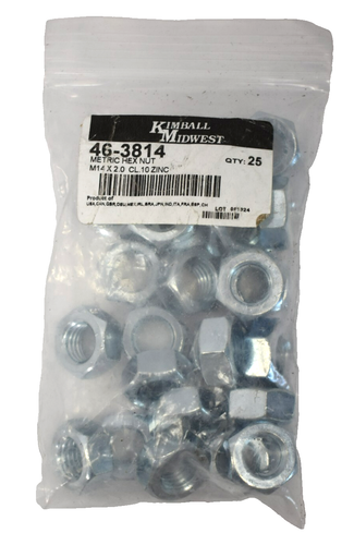 Lot of 25 Kimball Midwest M14 x 2.0 Class 10 Coarse Thread Hex Nuts 46 ...