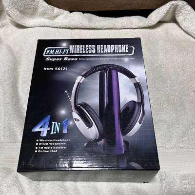 4 in 1 Hi-Fi Wireless Headphone Super Bass 66121 FM Radio Receiver On ...