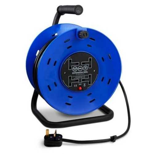 50m Extension Lead Reel 13A 50 Metre Heavy Duty 4 Sockets 13 Amp 1.25mm ...