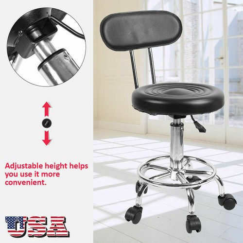 Rolling Adjustable Height Swivel Round Stool Tattoo Spa Salon Bar ...