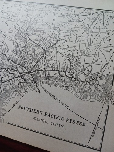 1906 Railroad Route Map SOUTHERN PACIFIC SYSTEM Atlantic Texas ...