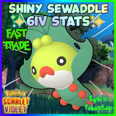 6IV SHINY SEWADDLE POKEMON SCARLET & VIOLET EV'D BATTLE READY 🚀 FAST | eBay