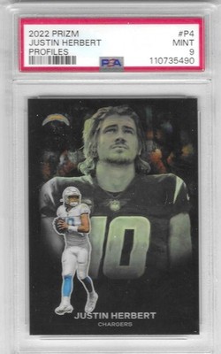 JUSTIN HERBERT 2022 Panini Prizm Profiles "Chargers QB" PSA Mint 9! 🔥 ...