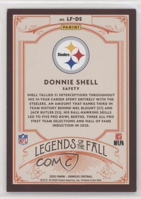 2020 Panini Donruss Legends of the Fall Donnie Shell #LF-DS HOF | eBay UK
