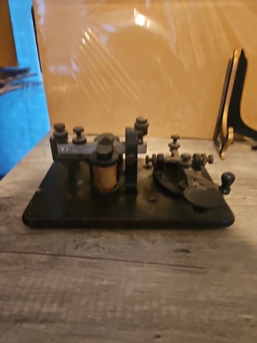 Antique Brass Telegraph Key & Sounder Set on Wood Base | Morse Code ...