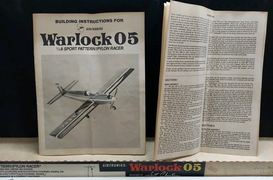 NIB 1979 COX AIRTRONICS WARLOCK 05 FOR 049 OR ELEC 33"WS SLIGHTLY STARTED | eBay