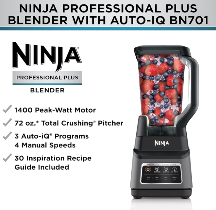 Ninja BN701 Professional Plus Blender, 3 Functions for Smoothies, Auto ...
