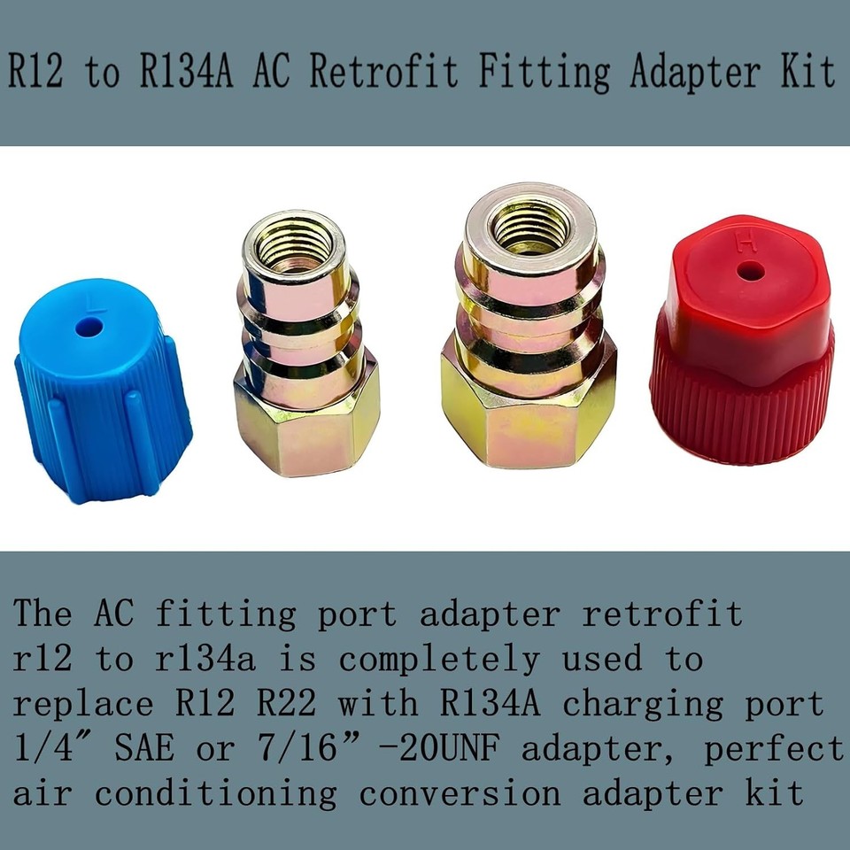 R12 to R134A AC Retrofit Fitting Adapter Kit, R12 R22 to R134A High/Low ...