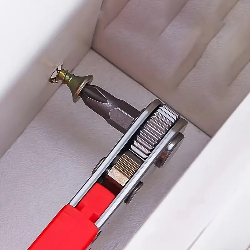 Red Multifunctional Ratchet Screwdriver Wrench Tool Narrow Space | eBay UK