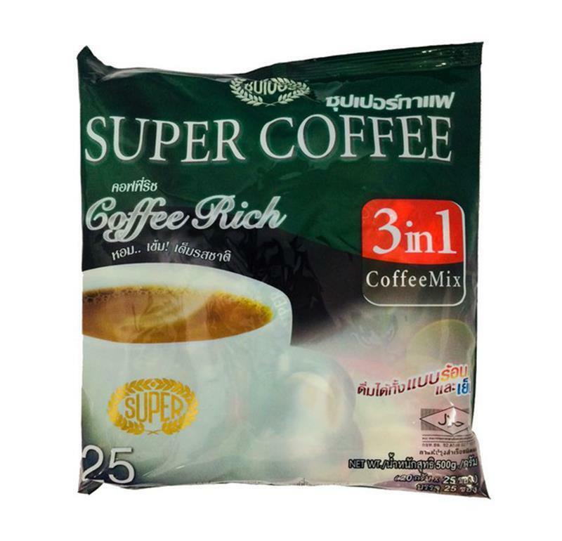 25 Sachets Super Coffee Rich 3 in 1 Instant Coffee Mix Powder 20g. for ...