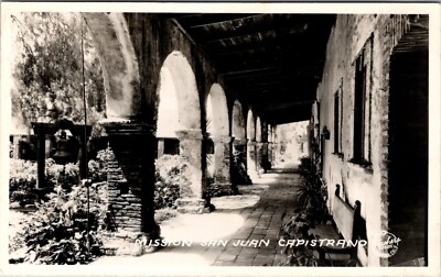 San Juan Capistrano, CA Mission Walkway Arches Real Photo RPPC Postcard ...