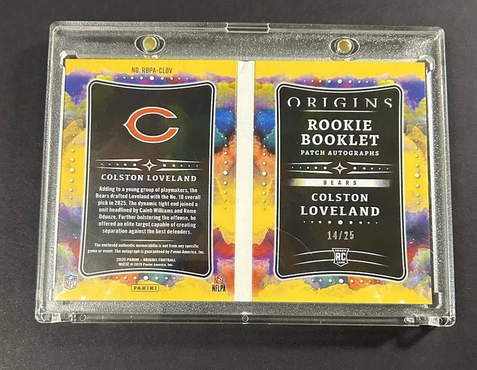 2025 Panini Origins Booklet /25 Colston Loveland Rookie Patch Auto ...