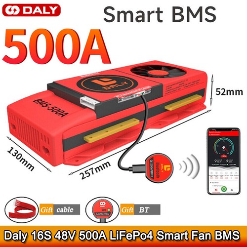 Daly BMS 16S 48V 500A LiFePO4 Smart (Fan) BT BMS Balance & Bluetooth ...