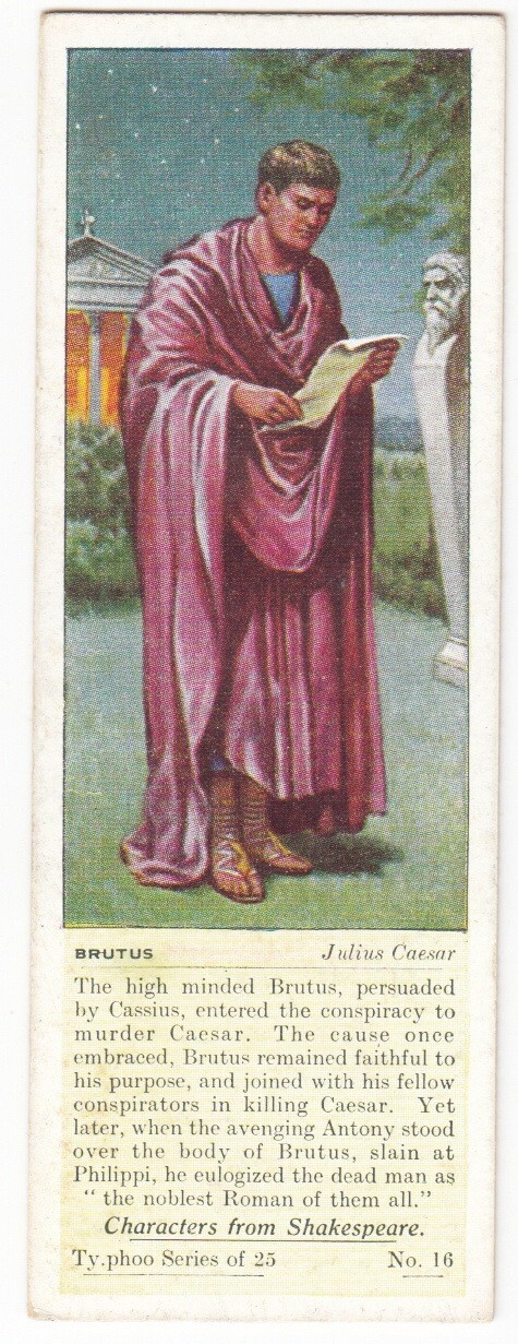 BRUTUS in JULIUS CAESAR Vintage 1937 WILLIAM SHAKESPEARE CHARACTERS ...