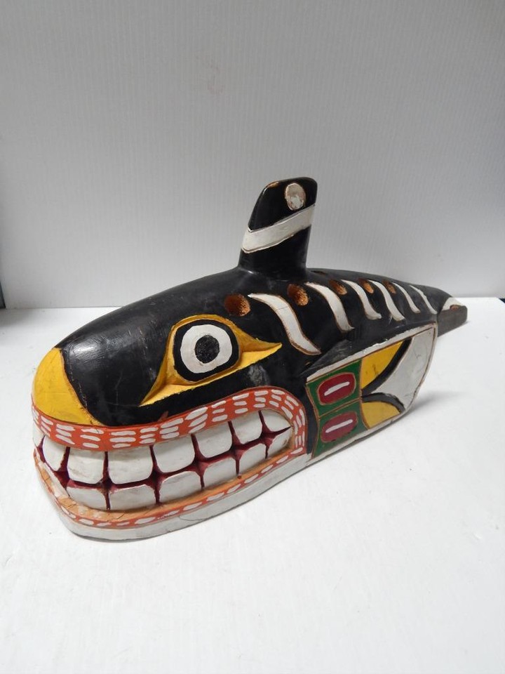 VINTAGE NW COAST INDIAN SLAHAL ORCA KILLER WHALE DSGN GAMBLING GAME ...