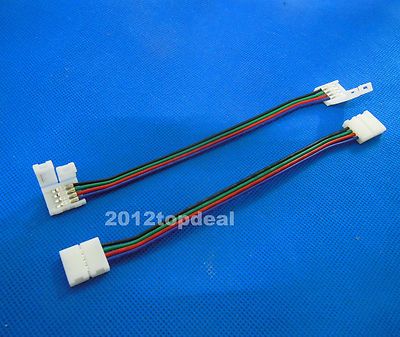 10 PCS 15mm 4 Pin two Connector with Cable For SMD LED 5050 RGB Strip ...