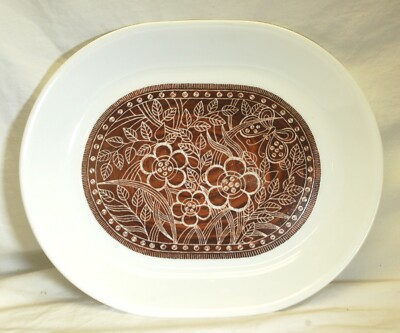 Corelle Corning Batik Oval Serving Platter Brown Flowers | eBay