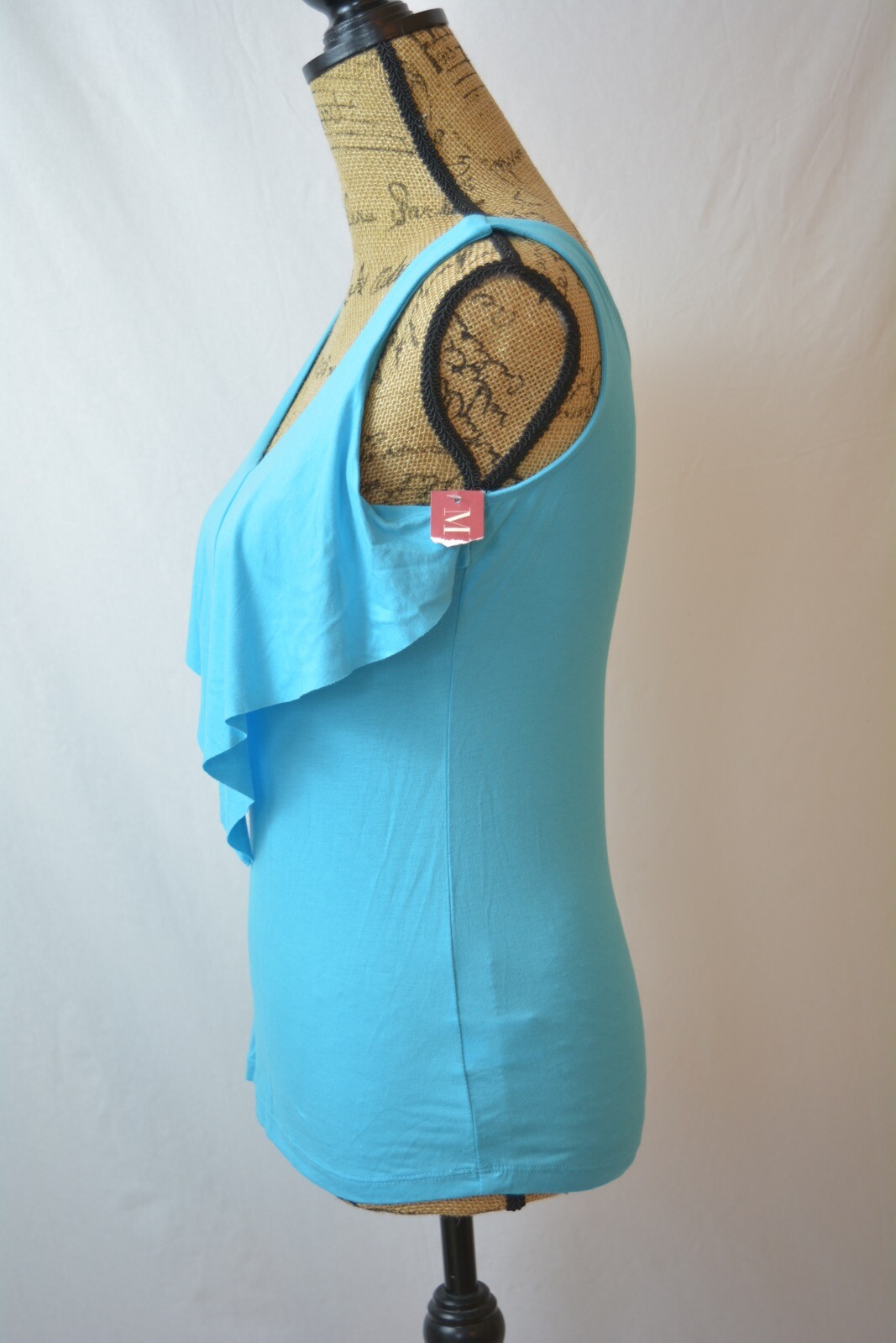 Nwt Merona Blue Sleeveless Ruffled Soft Rayon Blend Tank Blouse Xs