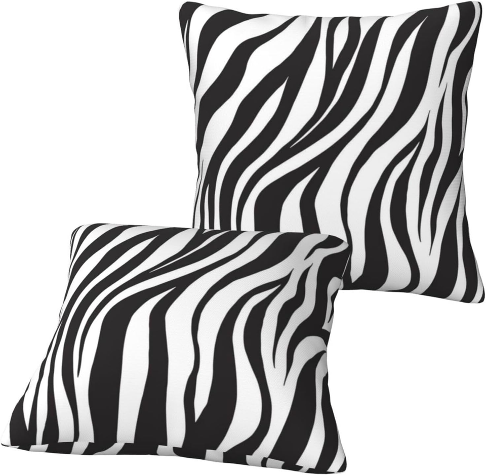 Zebra Print Striped Pillow Cover 20X20 Set of 2,Black and White Throw ...