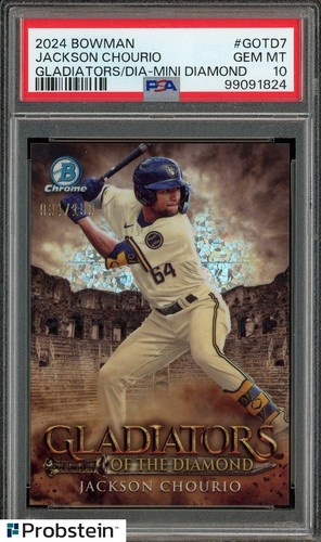 2024 Bowman Chrome Mini Diamonds Gladiators Jackson Chourio RC /150 PSA ...