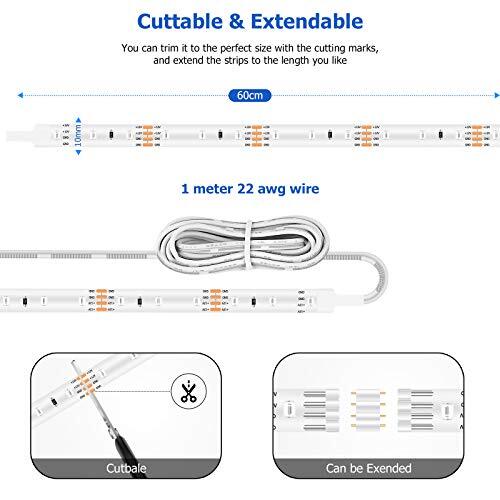 24 Inch White Car Led Strip Lights Cuttable 12V for Automotive Camper ...