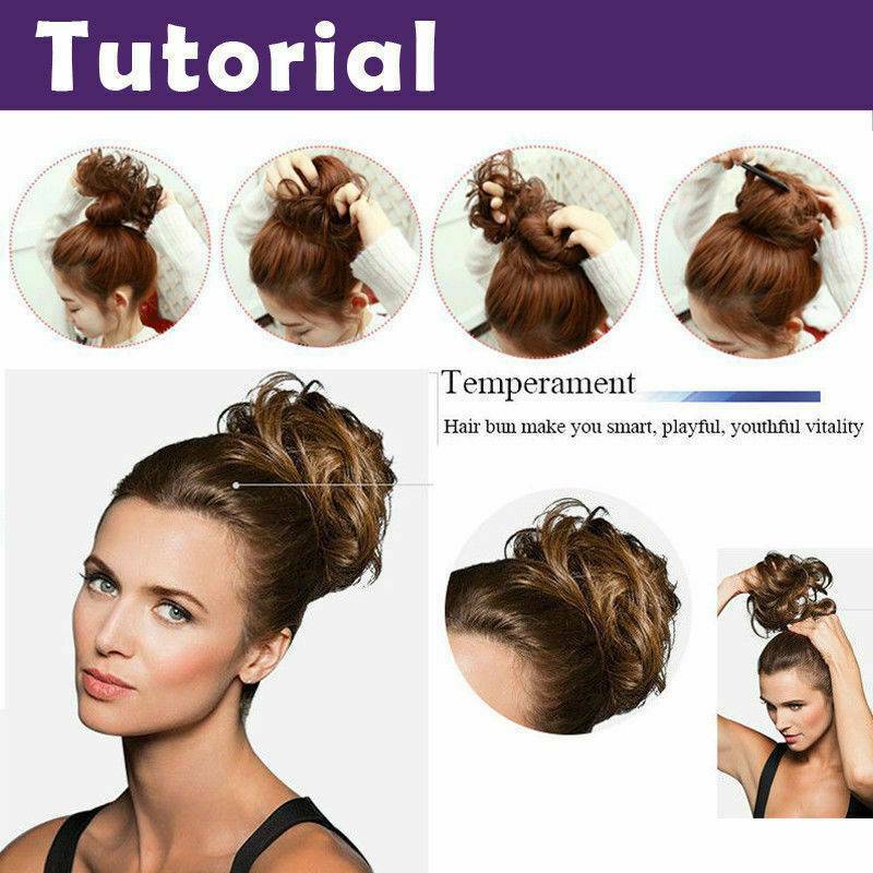 Extra Messy Bun Piece Scrunchie Updo Cover Rose Hair Extensions Natural ...