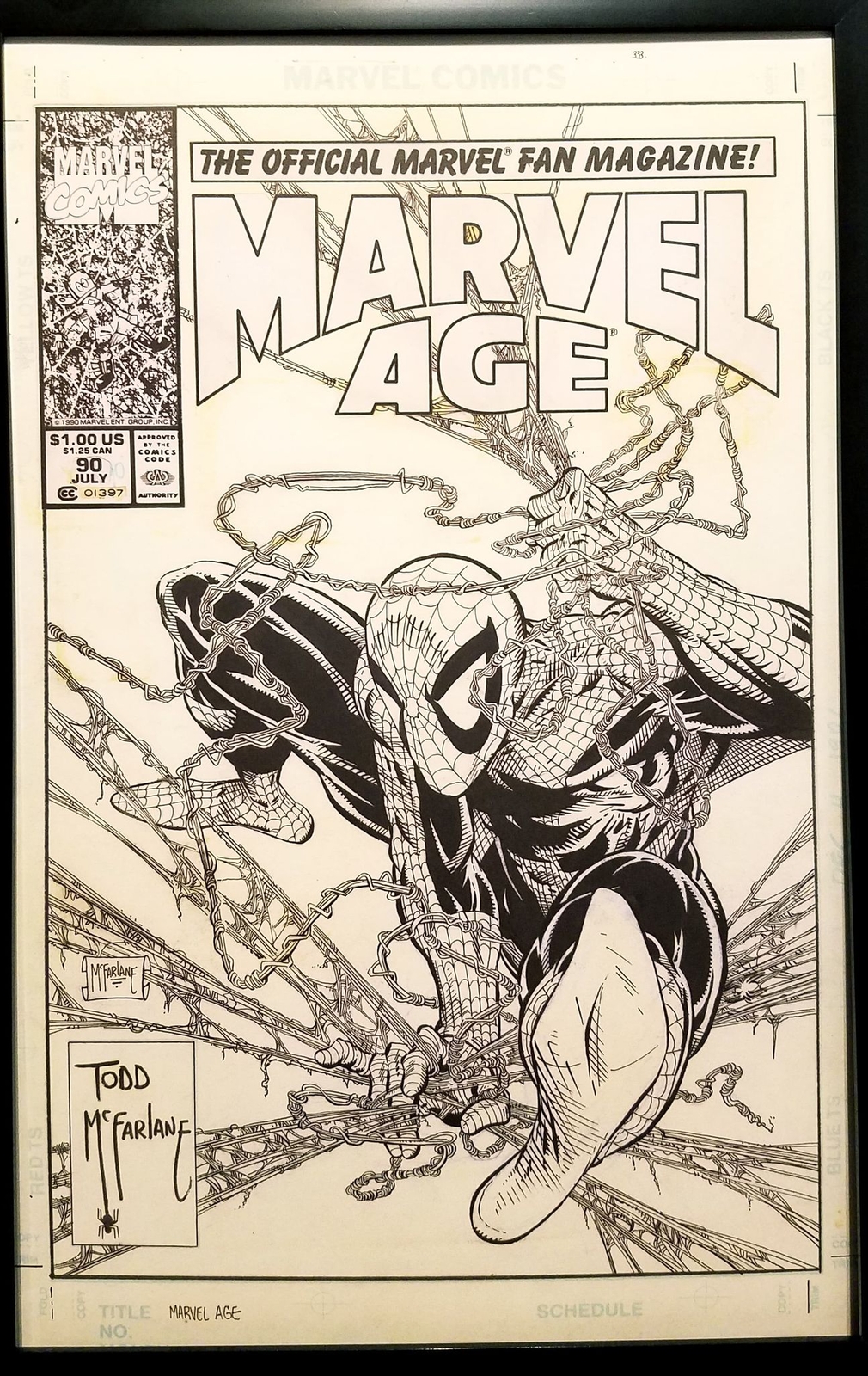 Marvel Age Spider-Man #90 Todd McFarlane 11x17 FRAMED Original Art ...