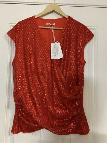 GRACE KARIN Womens Sparkle Sequin Top Shimmer Glitter Blouse Size 2XL ...