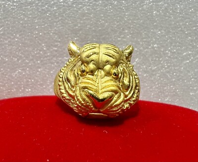 24K Yellow Gold Tiger Head Ring | eBay