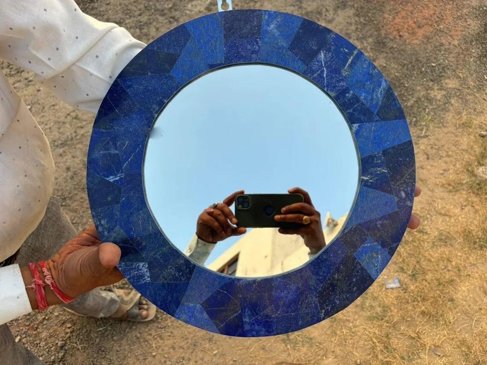Lapis Lazuli Bathroom Mirror, Bathroom Vanity Mirror, Stylish Blue ...