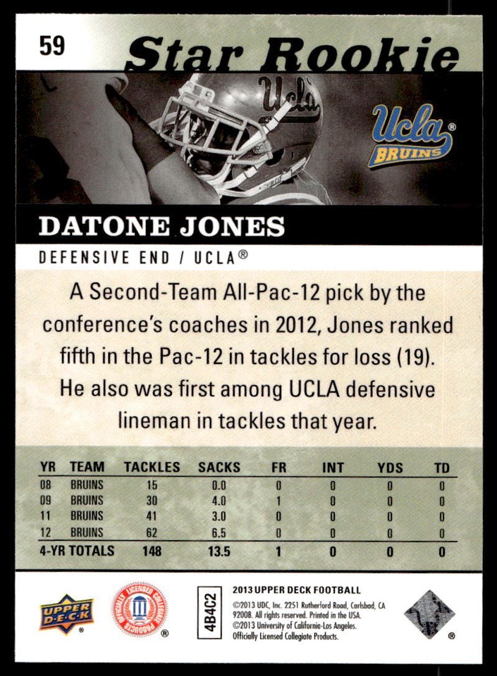 2013 Upper Deck 59 Datone Jones UCLA Bruins SR Football Card | eBay