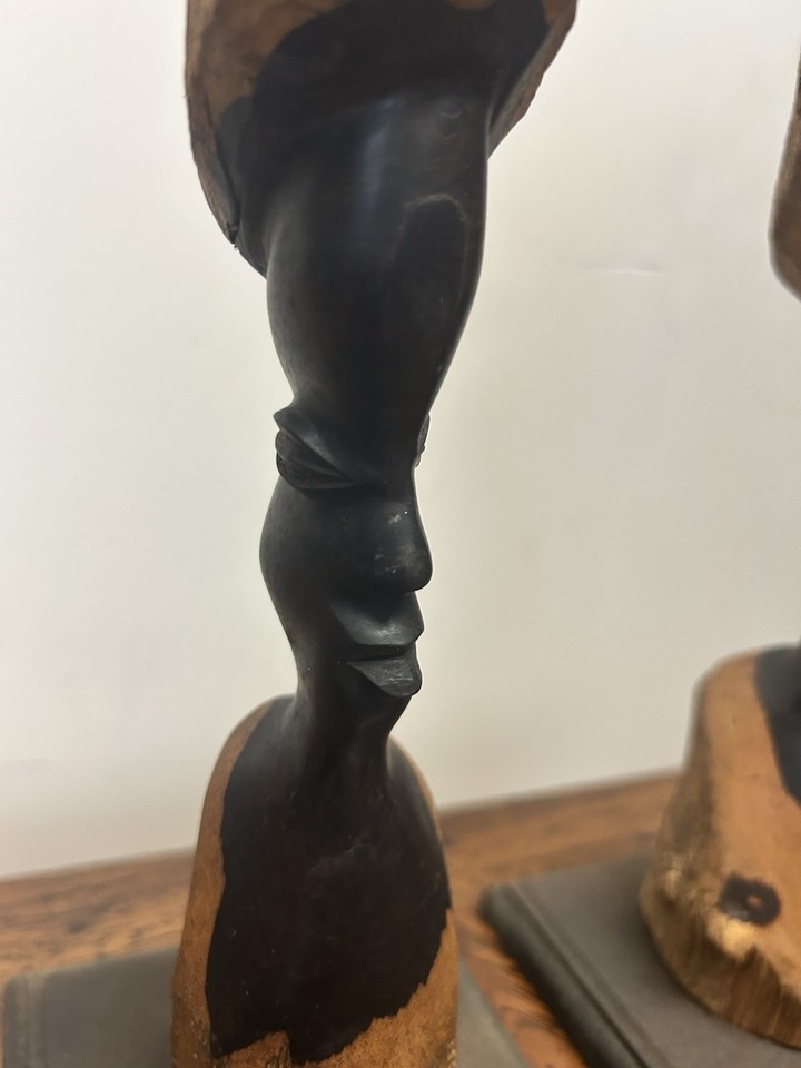 Vintage African Tribe Hand Carved Statue 19" Wood Hands Face Beautiful ...