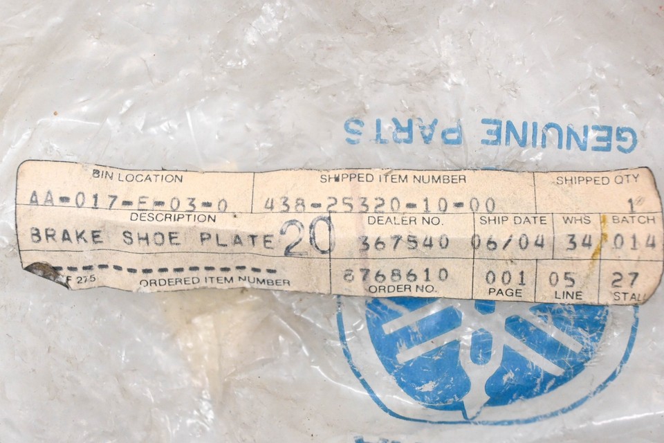 New OEM Yamaha 438-25320-10-00 Rear Brake Shoe Plate NOS | eBay