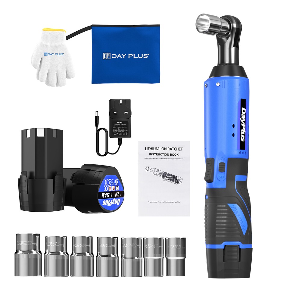 Cordless Impact Ratchet Wrench Driver Electric Rattle Nut Gun Sockets ...