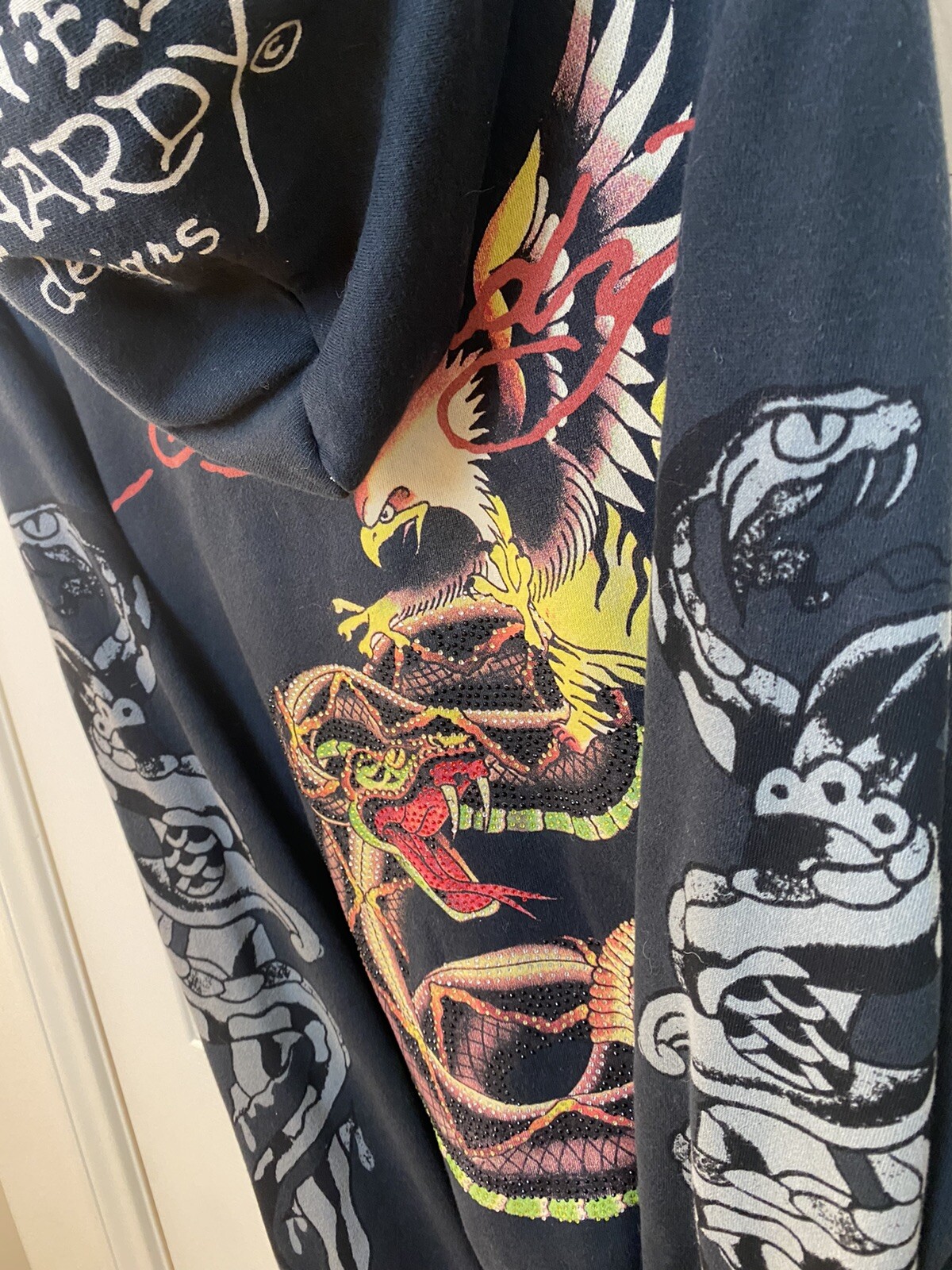 RARE Vintage Ed Hardy Designs Hoodie Snakes Eagles Li… - Gem